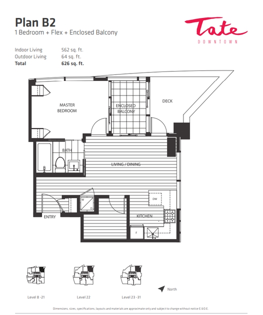 2102 - 1283 Howe St, Vancouver, BC - 1 室 公寓 出租 | liv.rent